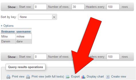 Export Column Data With Phpmyadmin
