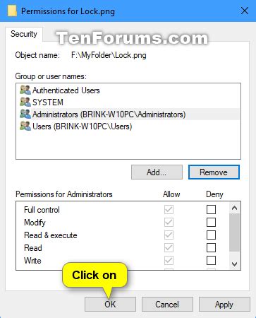 Change Permissions Of Objects For Users And Groups In Windows 10 Tutorials