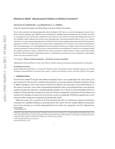 Pdf Distrust In Xai Measurement Artifact Or Distinct Construct