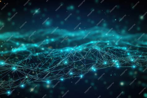 Premium Photo Cyber Big Data Flow Blockchain Teal Data Fields Network Line Connect Stream