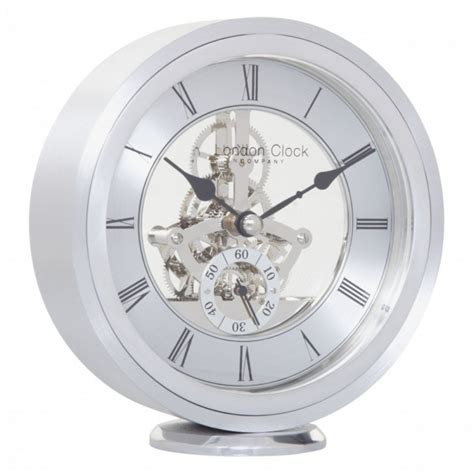 London Clock Company Silver Skeleton Round Mantel Clock