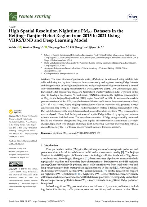Pdf High Spatial Resolution Nighttime Pm25 Datasets In The Beijing