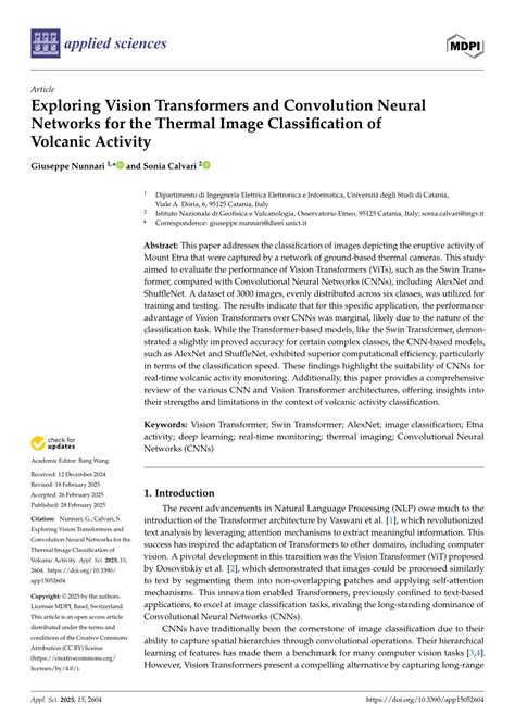 Pdf Exploring Vision Transformers And Convolution Neural Networks For The Thermal Image