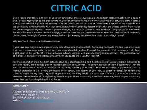 Ppt The Science Behind Co Citric Acid 50 Exploring Its Uses And Benefits Powerpoint