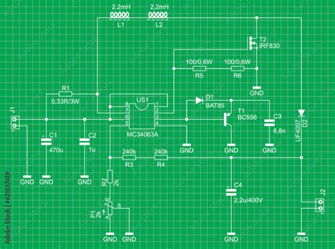 Circuit With Electronic Components Transistor Resistor Diode Capacitor Inductor Ic