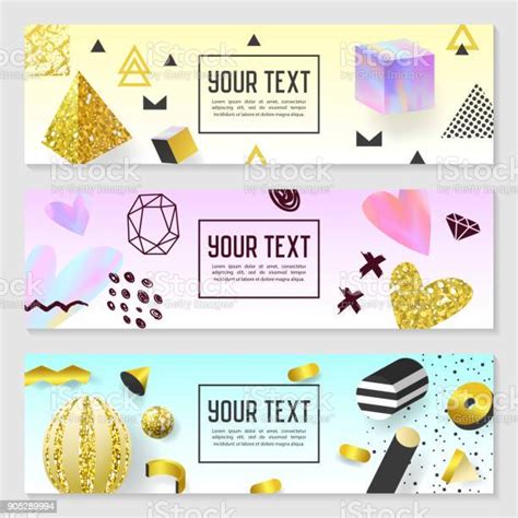 골드 반짝이 요소와 수평 배너 세트입니다 포스터 초대 바우처 서식 파일이입니다 추상 카드 디자인입니다 벡터 일러스트 레이 션 0명에 대한 스톡 벡터 아트 및 기타 이미지