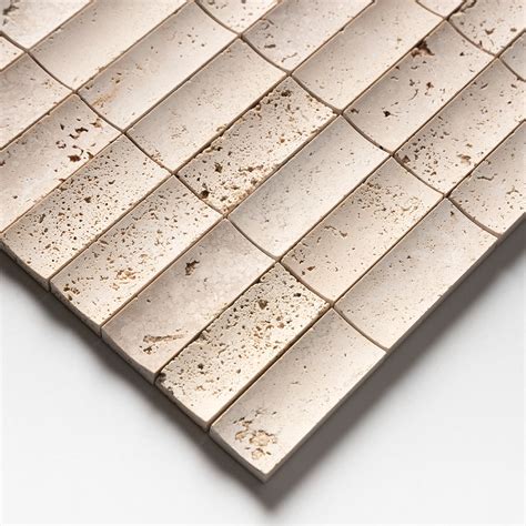 Ivory Patika Filled Mini Ion 1 14x3 Travertine Mosaics 12x12