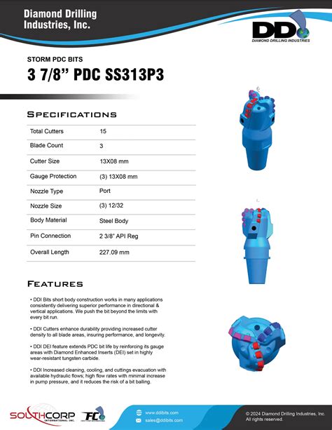3 78″ Pdc Ss313p3 Diamond Drilling Industries Inc