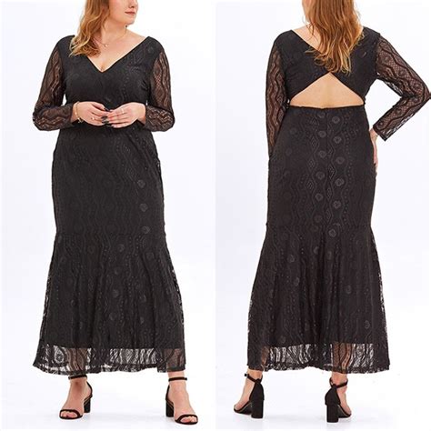 Plus Size Black Lace Evening Dress Hello Curve