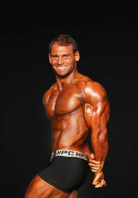 Handsome Hunky Bodybuilder Hits Triceps Pose Editorial Photo Image
