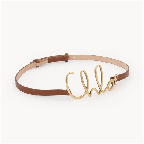 Chloé Womens Chloe Script Hardware Leather Belt Clay Brown Modesens