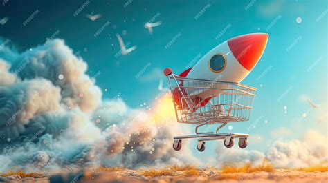 Premium Photo Rocket Shopping Cart Generative Ai