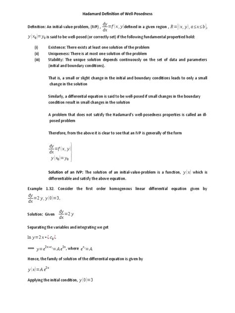 Well Posed Problems Of An Ivp Pdf Ordinary Differential Equation
