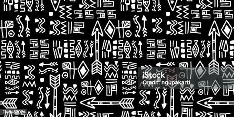 손으로 그려진 된 아즈텍 부족 원활한 패턴 벡터 일러스트 레이 션 인쇄에 대 한 준비 0명에 대한 스톡 벡터 아트 및 기타 이미지 0명 낙서 드로잉 디자인 Istock