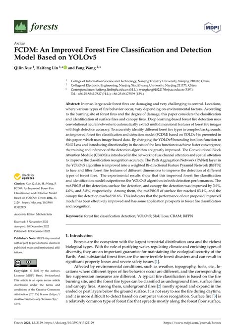 PDF FCDM An Improved Forest Fire Classification And Detection Model Based On YOLOv