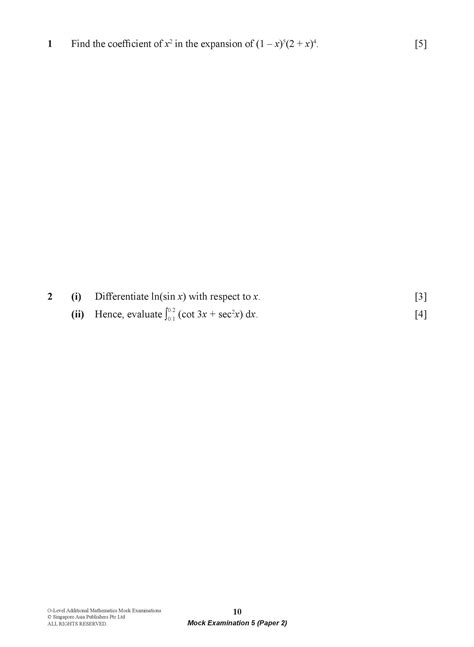 O Level Additional Mathematics Mock Examinations Openschoolbag