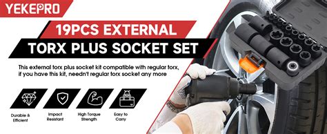 Yekepro External Torx Plus 19pc Socket Set 6 Point Ep Socket With 1 2 3 8 1 4