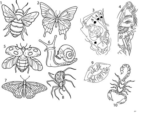 Pre Made Ready To Use Hand Poke Ladybug Scorpion Butterfly Cards Spider Lips Tattoo Stencils Set