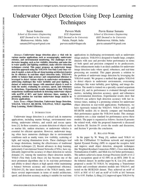 Underwater Object Detection Using Deep Learning Techniques Pdf Deep Learning Frame Rate