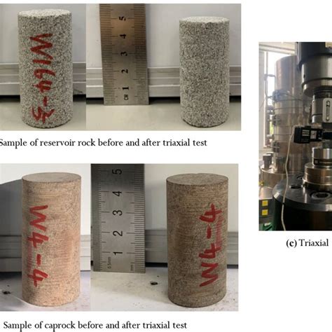 Rock Samples Before And After Triaxial Tests A Reservoir Rock B Caprock Download