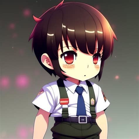 Premium Ai Image A Girl With A Red Button On Her Shirt Is Standing In