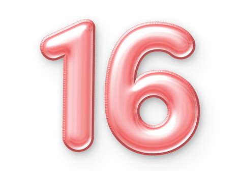 16 Number Balloon Pink 24652398 Png