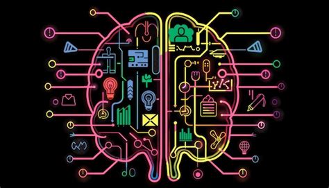 Illuminated Brain Connections Business Icons In Neon Circuitry Premium Ai Generated Image
