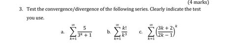 Solved Test The Convergence Divergence Of The Following Chegg
