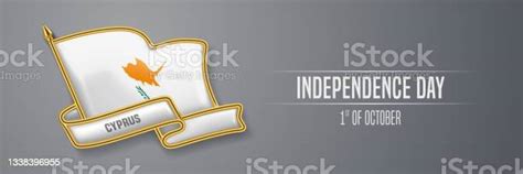 키프로스 해피 인디펜던스 데이 인사말 카드 배너 벡터 일러스트 1에 대한 스톡 벡터 아트 및 기타 이미지 1 3차원 형태 공휴일 Istock