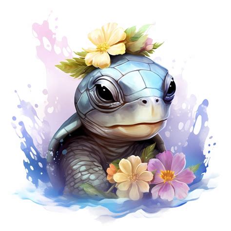 Premium AI Image A Picture Of A Turtle With Flowers On It