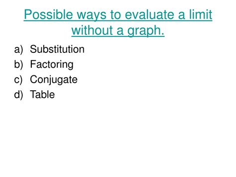 ppt evaluating limits numerically and intro into algebraic powerpoint