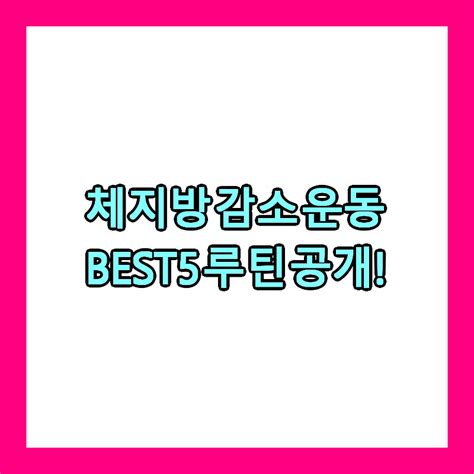 체지방 감소 운동 Best5 루틴 공개