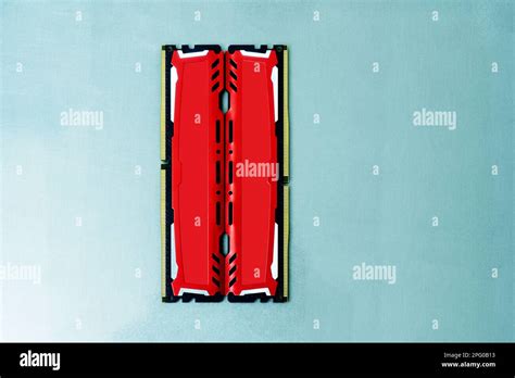 Two Ddr4 Ram Memory Modules With Red Metal Diffusers On A Smooth