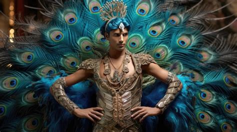 Premium Photo Dancer Dressed As A Peacock