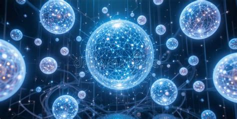 Abstract Network Of Glowing Spheres Interconnected In A Digital Universe A 3d Visualization Of