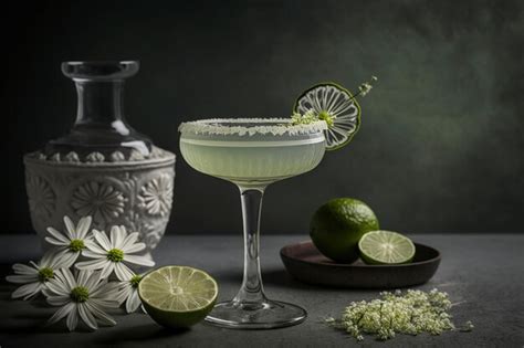 illustration gin cocktail with lemon generative ai premium ai