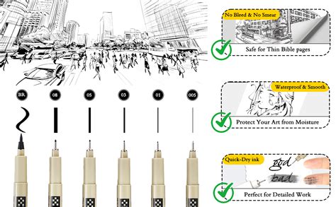 Hyleon Micro Fineliner Art Drawing Pens Fineliner Pens 6pcs Black