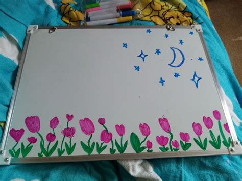 Flowers In The Nighttime Whiteboard Drawing In 2024 Flower Drawing