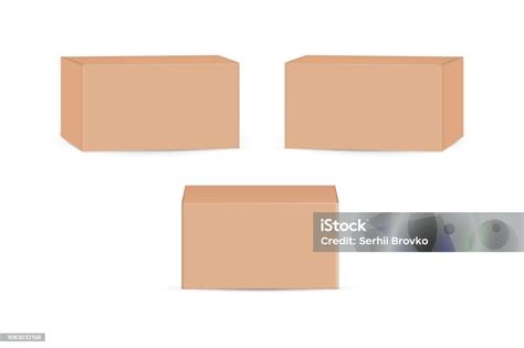 골 판지 포장 상자 이랑 흰색 배경에 고립입니다 벡터 일러스트입니다 입체 이미지에 대한 스톡 벡터 아트 및 기타 이미지 입체