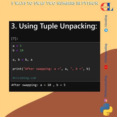 Python Coding On Instagram 5 Ways To Swap Two Numbers In Python Code Pythonclcoding