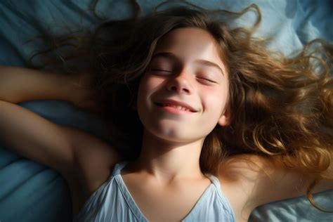 Cute Girl Closed Eyes Laying Down On Her Bed Ai Generative Premium Ai