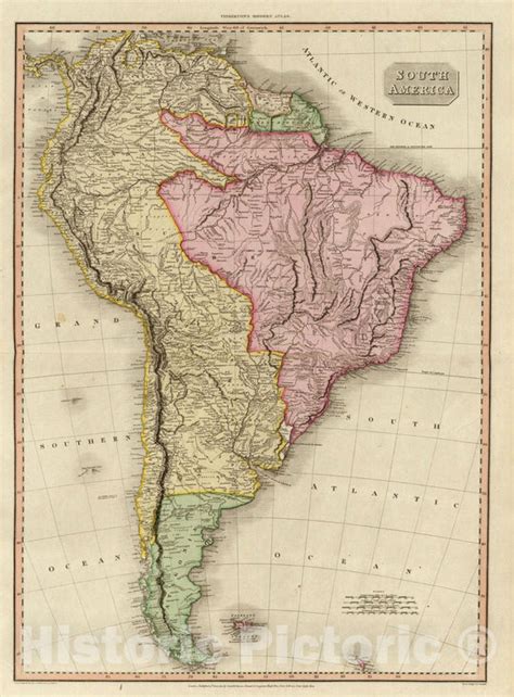 Historic Map World Atlas Map South America 1811 Vintage Wall Art