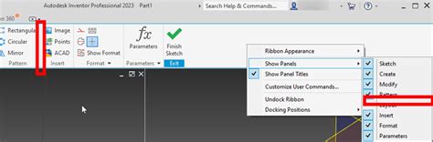 Inventor 的零件草图环境中不显示“约束”面板