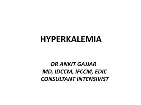 Acute Management Of Hyperkalemia Ppt