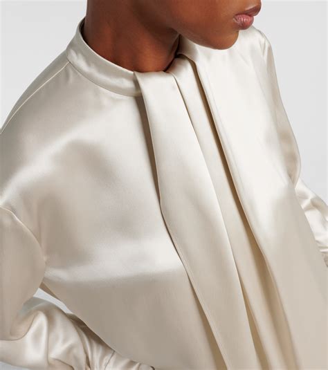 화이트 드레이프 실크 블라우스 Magda Butrym Mytheresa