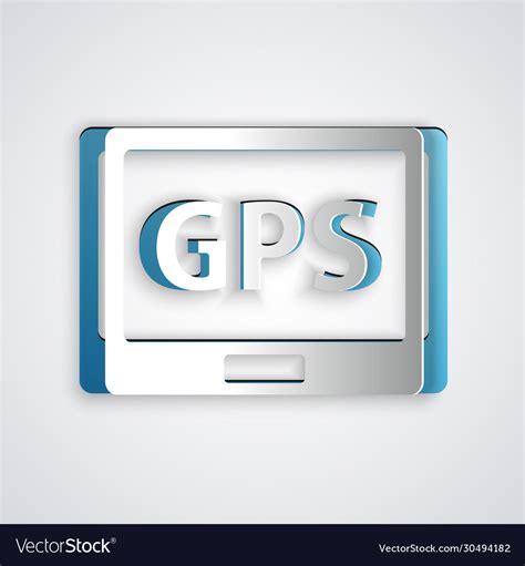 Paper Cut Gps Device With Map Icon Isolated Vector Image