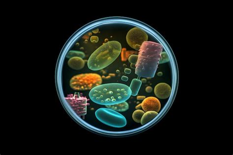 Premium Ai Image Microscopic World Surrealistic Cellular And Microbial Visualization