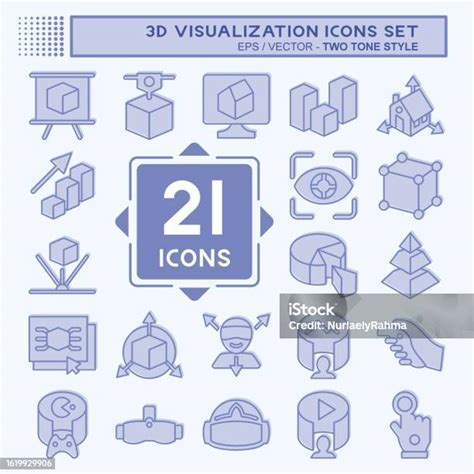 아이콘 세트 3d 시각화 3d 시각화 기호와 관련이 있습니다 투톤 스타일 심플한 디자인 편집 가능 간단한 그림 3차원 형태에 대한 스톡 벡터 아트 및 기타 이미지 Istock