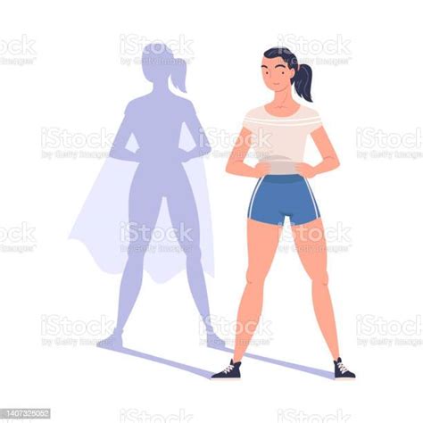 그림자 여성 슈퍼 히어로 캐릭터 서 있고 웃는 벡터 일러스트 레이 션 1위에 대한 스톡 벡터 아트 및 기타 이미지 1위