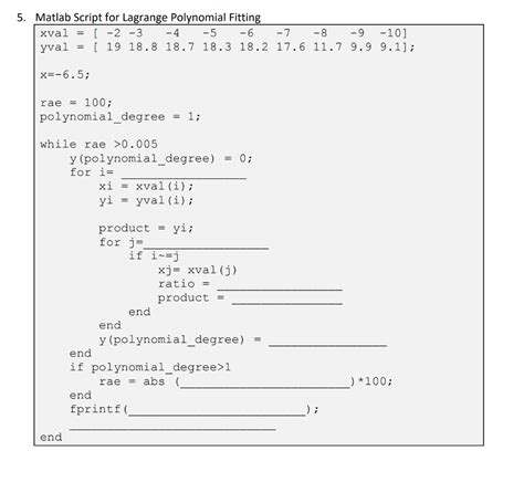 Solved What Are The Blanks For This Fill In The Blank Matlab Chegg